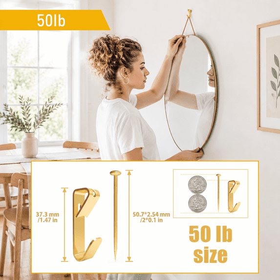 Picture Hangers Heavy Duty 50 Lb 24 Sets Hanging Hooks Hardware For ...