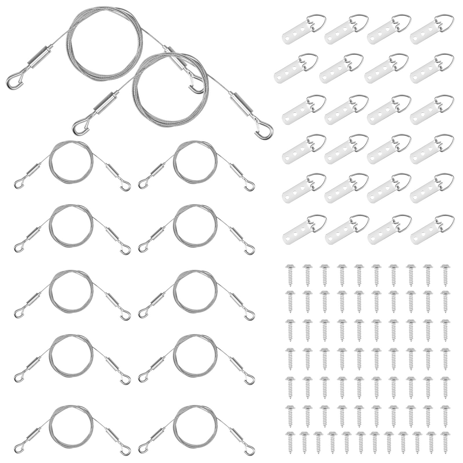 Picture Hanging Wire Kit Includes Adjustable Wires 3 Hole D Rings and ...