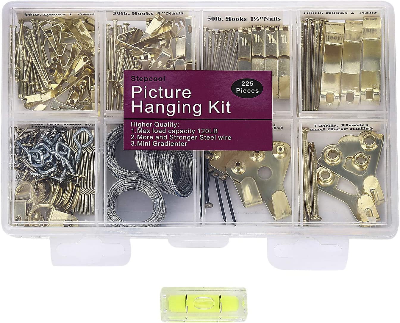 Picture Hanrs, Hanging Kit, 225pcs Heavy Duty Frame Hs with Nails, Wire ...