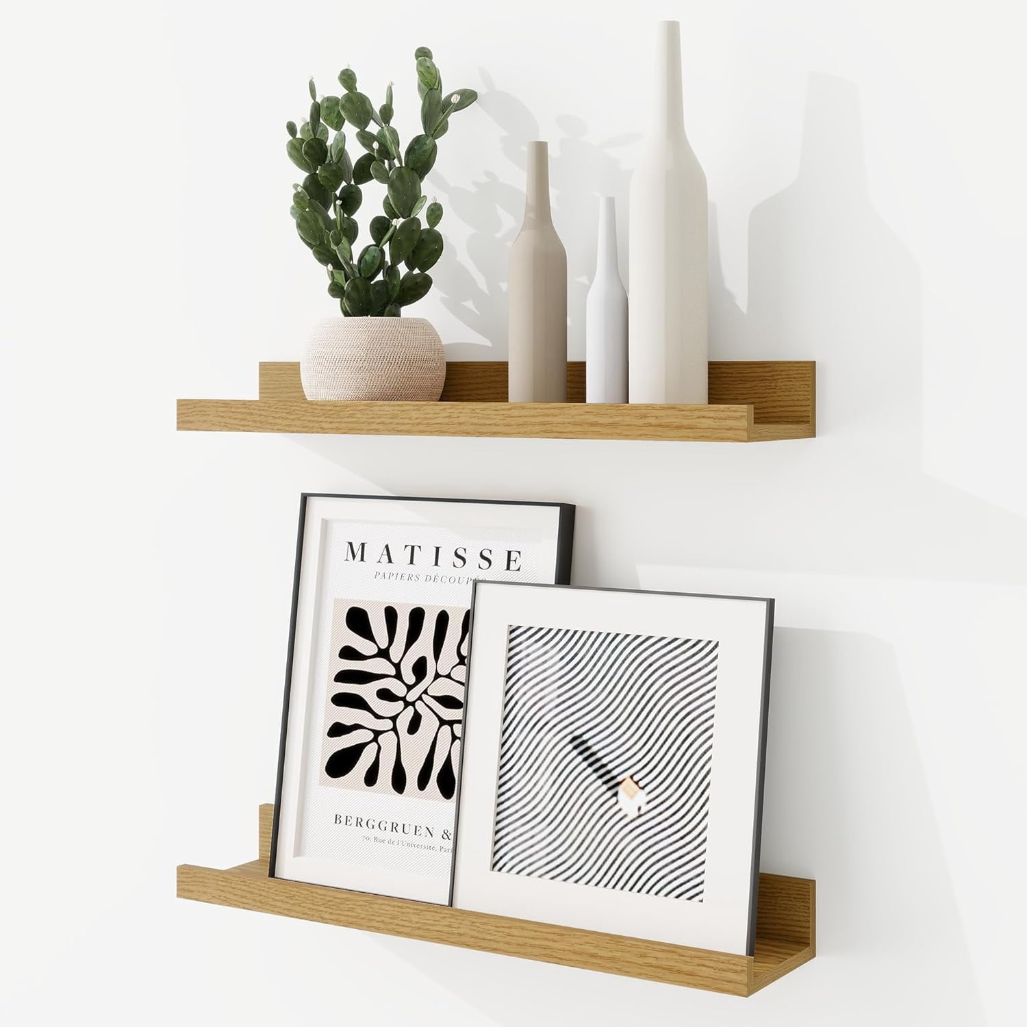 Picture Ledge Shelf, 16 inch Floating Shelves Set of 2, Wood Wall ...