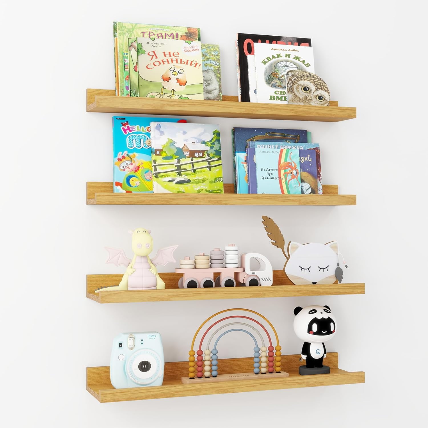 Picture Ledge Shelf | 24 Inch Floating Shelves Set of 4 | Rustic Oak ...