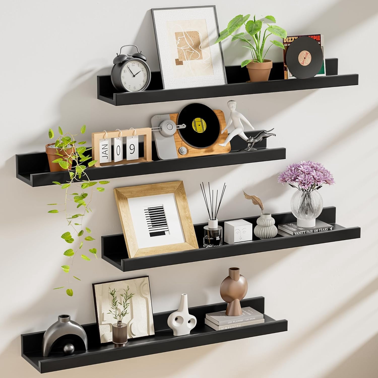 Picture Ledge Shelf,24 inch Long Floating Shelves for Wall Set of 4 ...