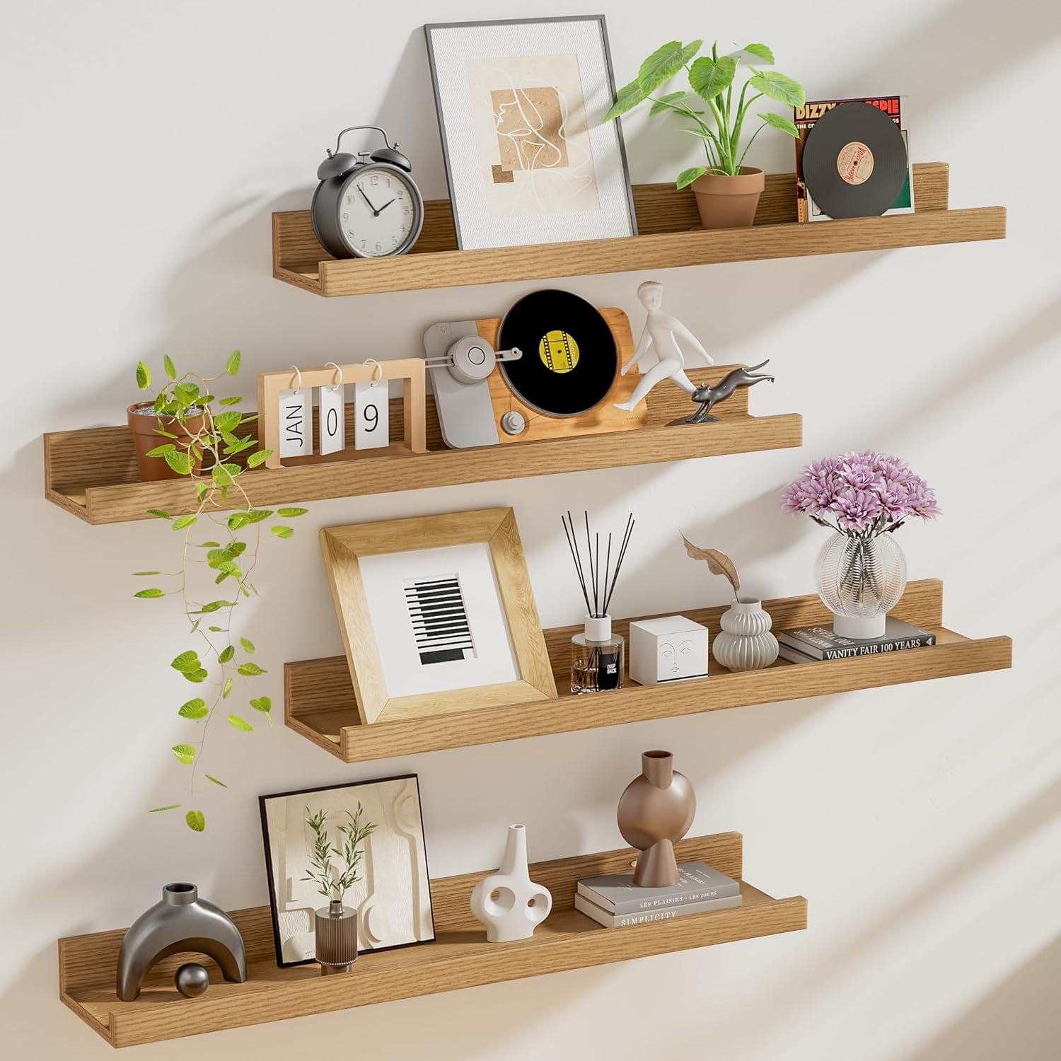 Picture Ledge Shelf,24 inch Long Floating Shelves for Wall Set of 4 ...
