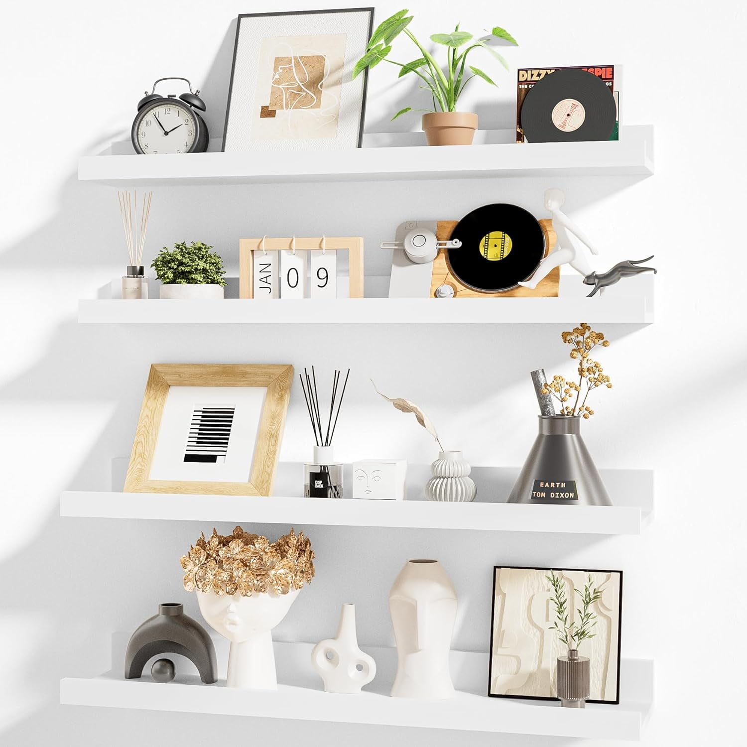 Picture Ledge Shelf,24 inch Long Floating Shelves for Wall Set of 4 ...