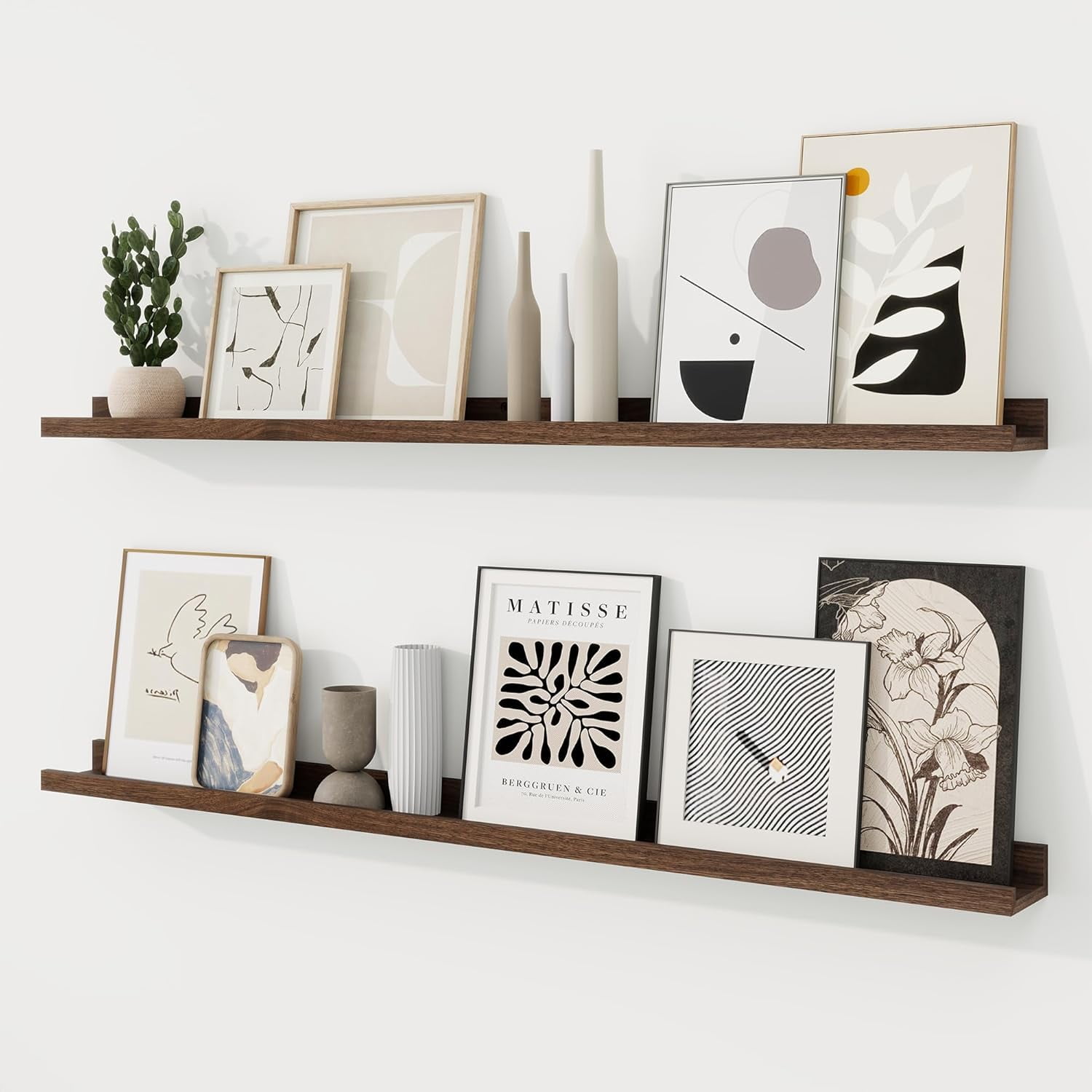 Picture Ledge Shelf, 48 inch Floating Shelves Set of 2, Wood Wall ...