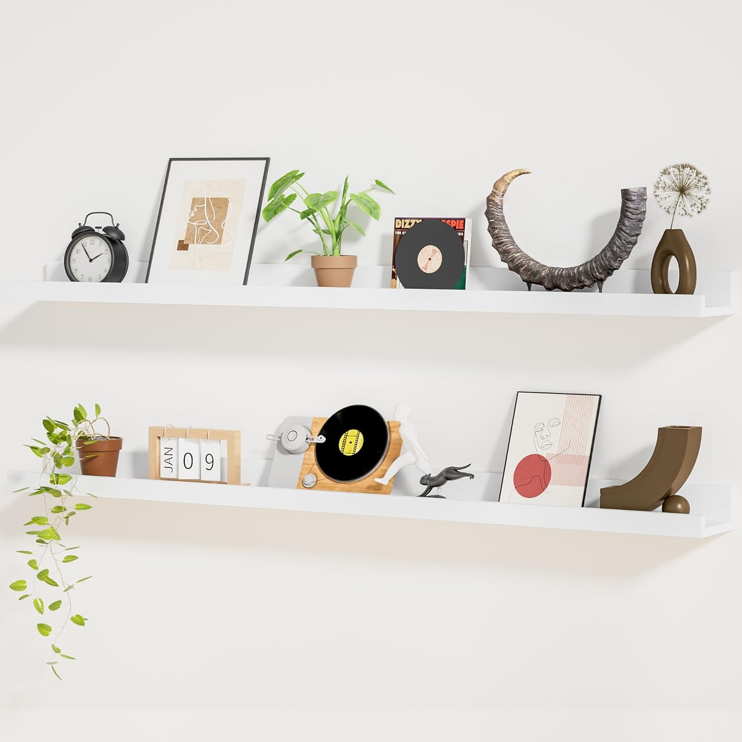 Picture Ledge Shelf,48 inch Long Floating Shelves for Wall Set of 2 ...
