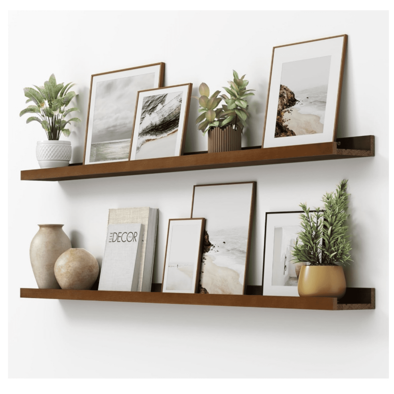 Picture Ledge Shelf, Floating Shelves Set of 2, Solid Pine Wood 55 ...