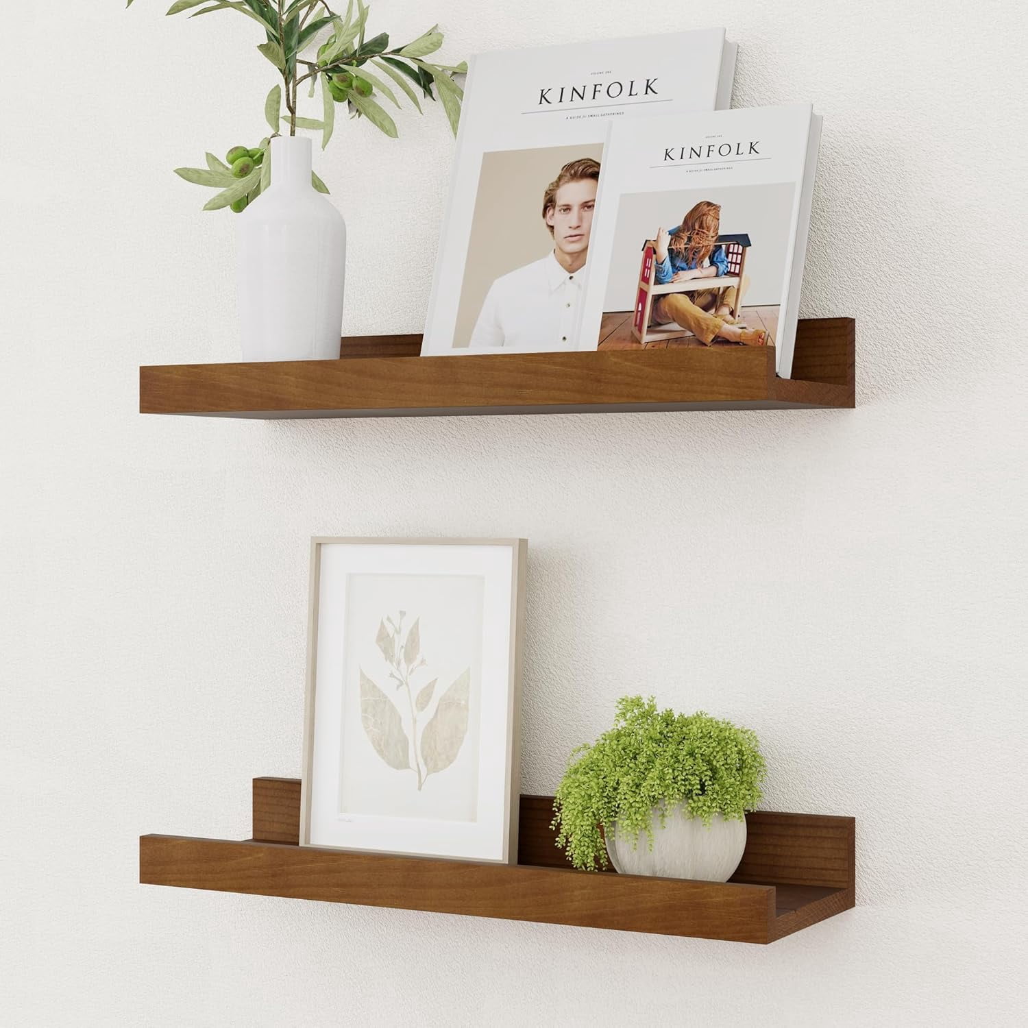 Picture Ledge Shelf, Solid Pine Wood Rustic Floating Shelves for Wall ...