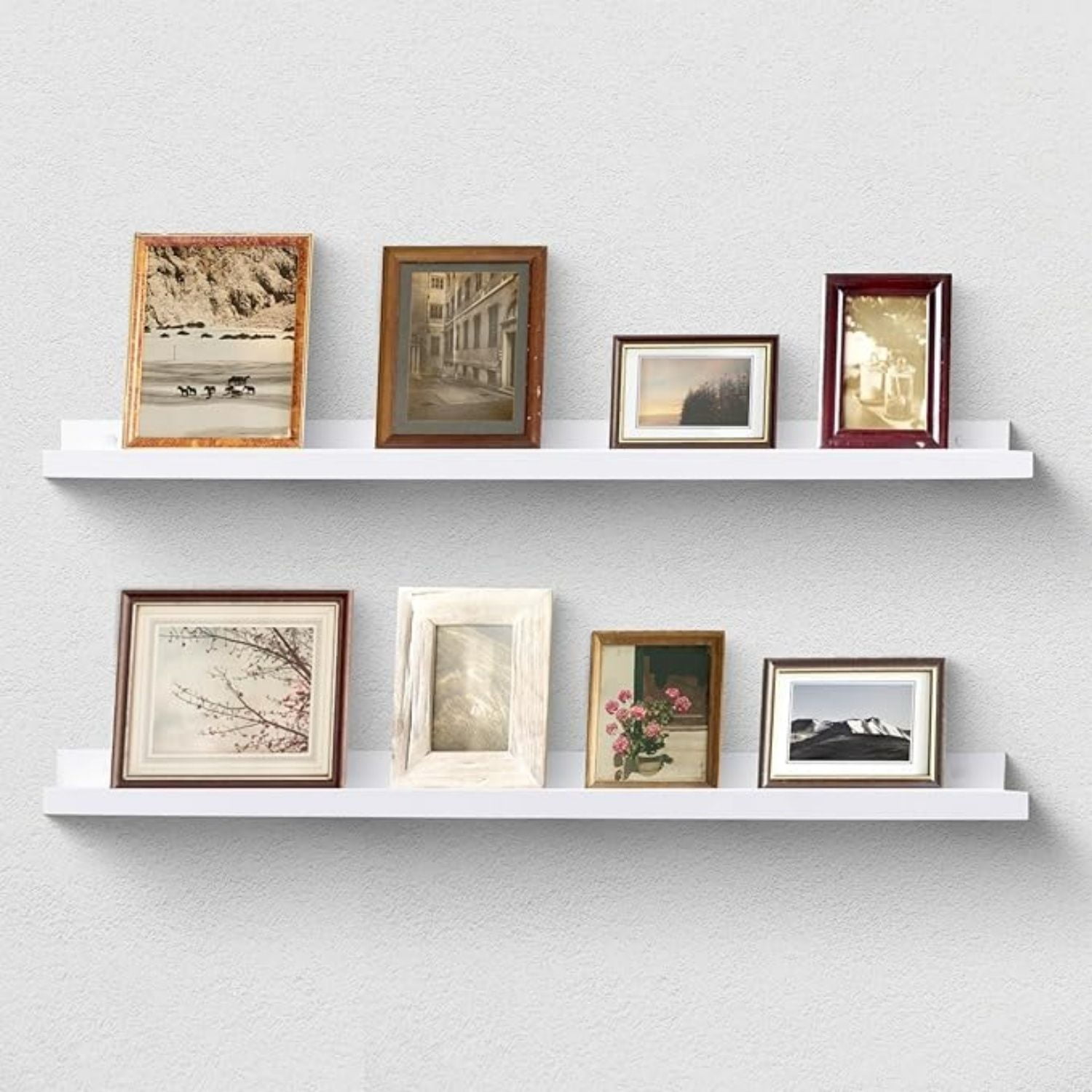 Picture Ledge Shelf White Floating Shelves 47.2" Set of 2 Wood Picture ...