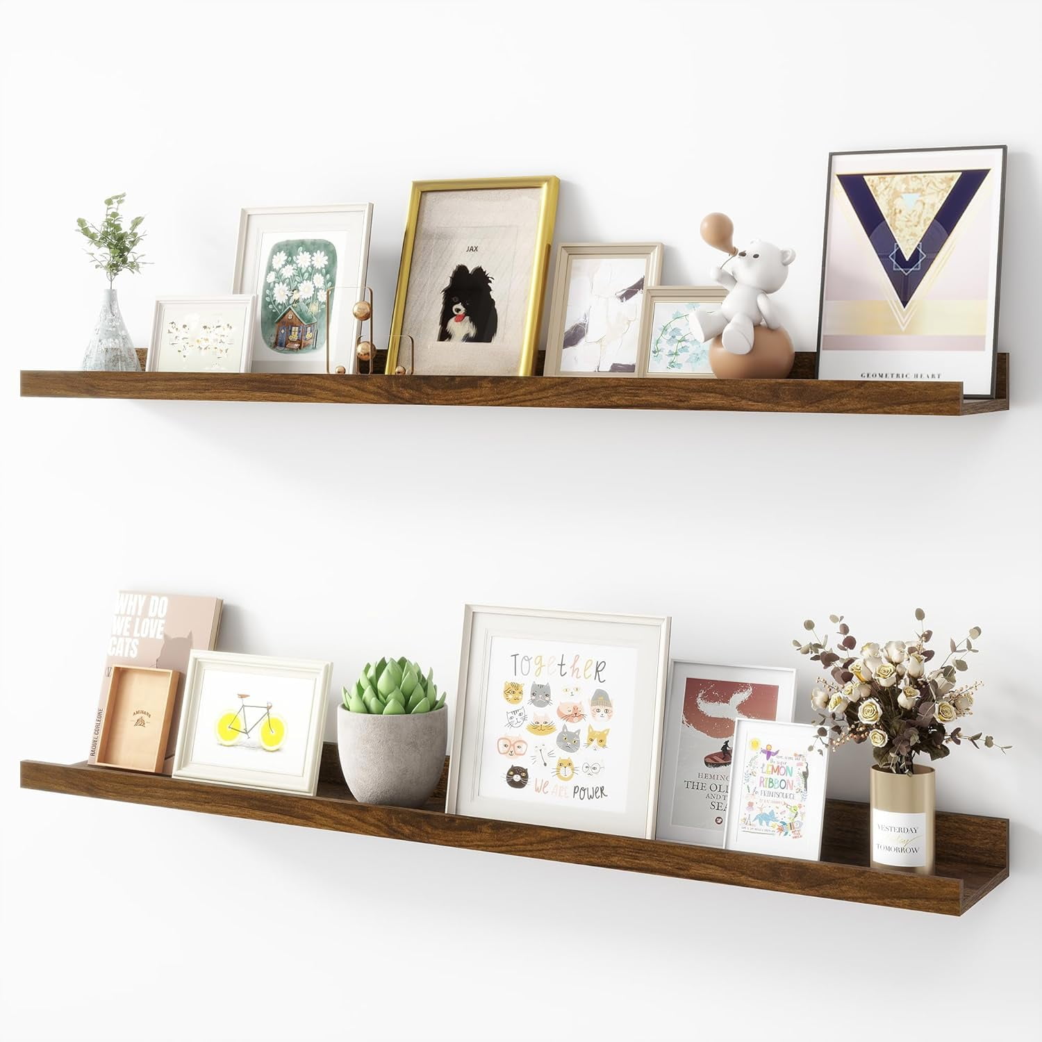 Picture Ledge Shelf, Wood Floating Shelves Set of 2, 36 inch Picture ...