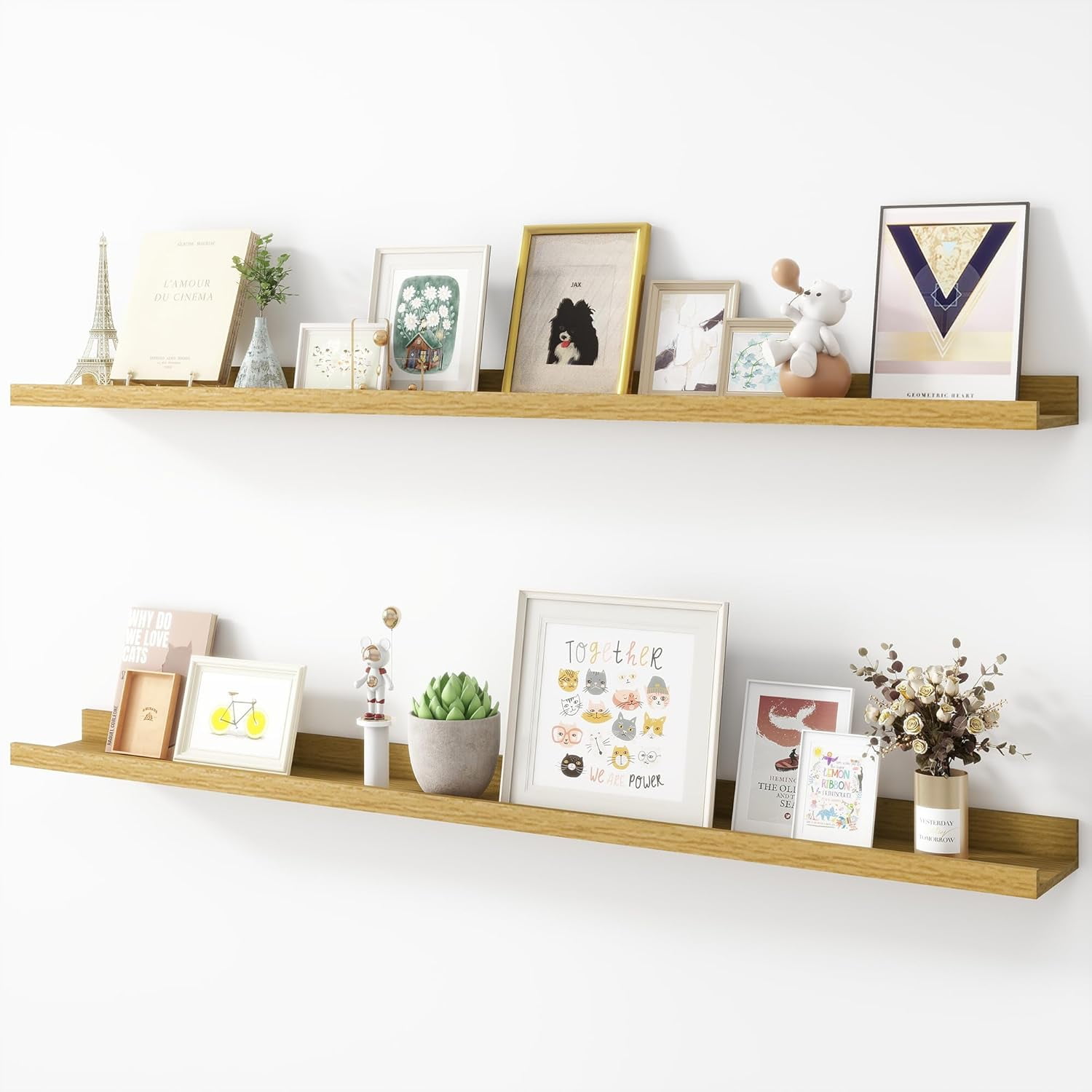 Picture Ledge Shelf, Wood Long Floating Shelves for Wall, Set of 2, 48 ...