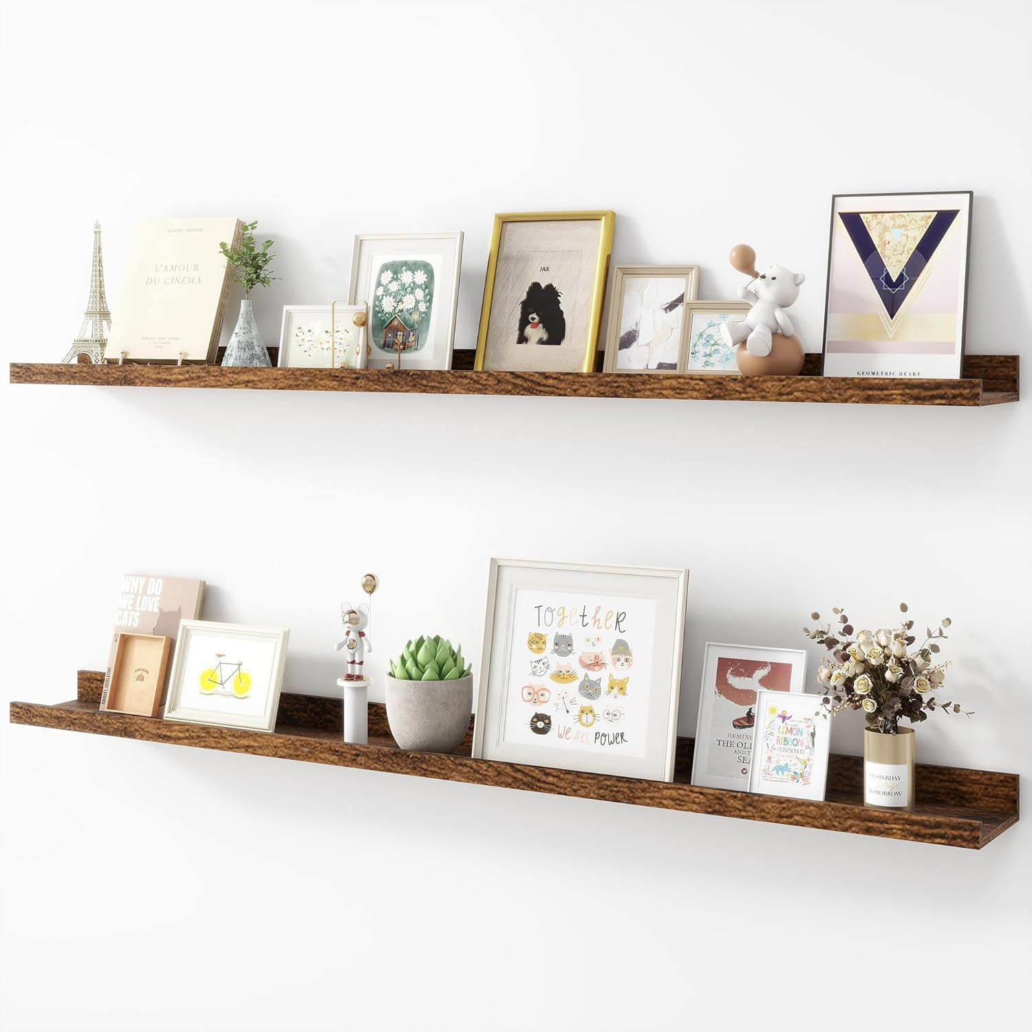 Picture Ledge Shelf, Wood Long Floating Shelves for Wall, Set of 2, 48 ...