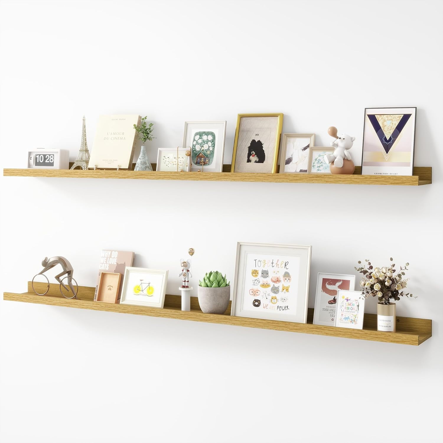 Picture Ledge Shelf, Wood Long Floating Shelves for Wall, Set of 2, 56 ...