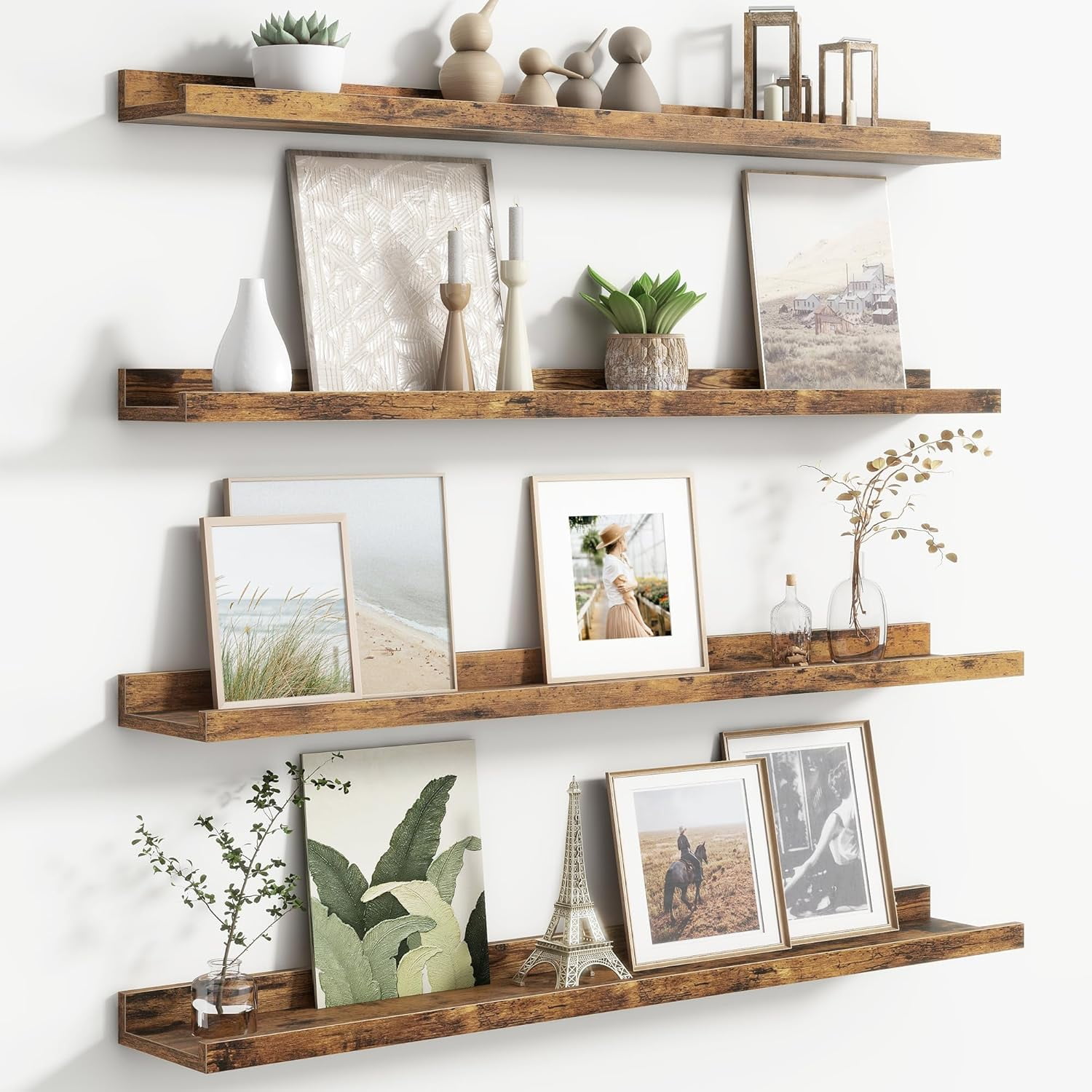 Picture Ledge Shelves for Wall Set of 4, 36 Inch Wall Shelves with Lip ...