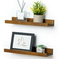 Picture Ledge Wall Shelves 16 Inch Width Set of 2, Solid Pine Wood ...