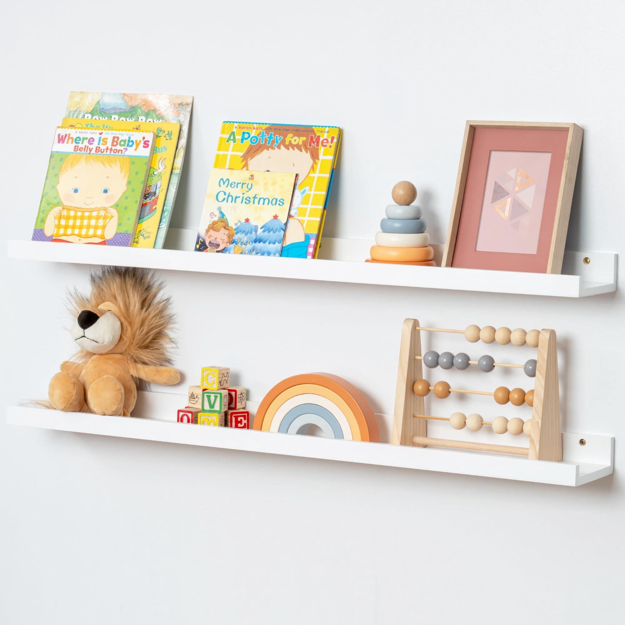 Picture Ledge Wall Shelves 36 inch Width Set of 2, Solid Pine Wood ...
