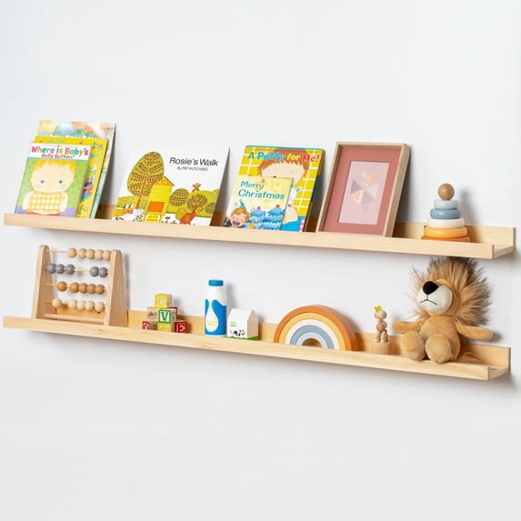 Picture Ledge Wall Shelves 48 Inch Width Set of 2, Solid Pine Wood ...