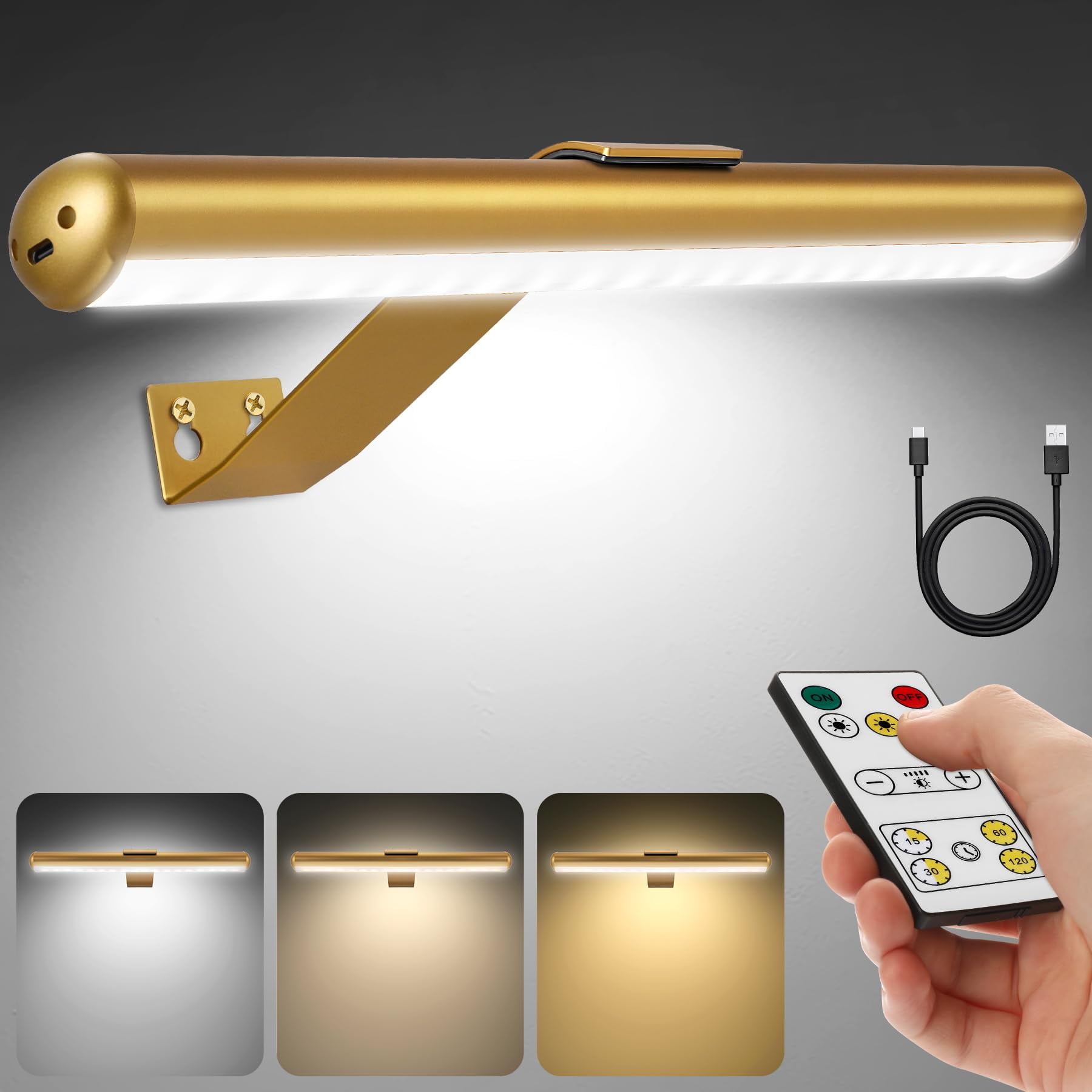 Picture Light 6000mAh Battery Operated Painting Light Full Metal with ...