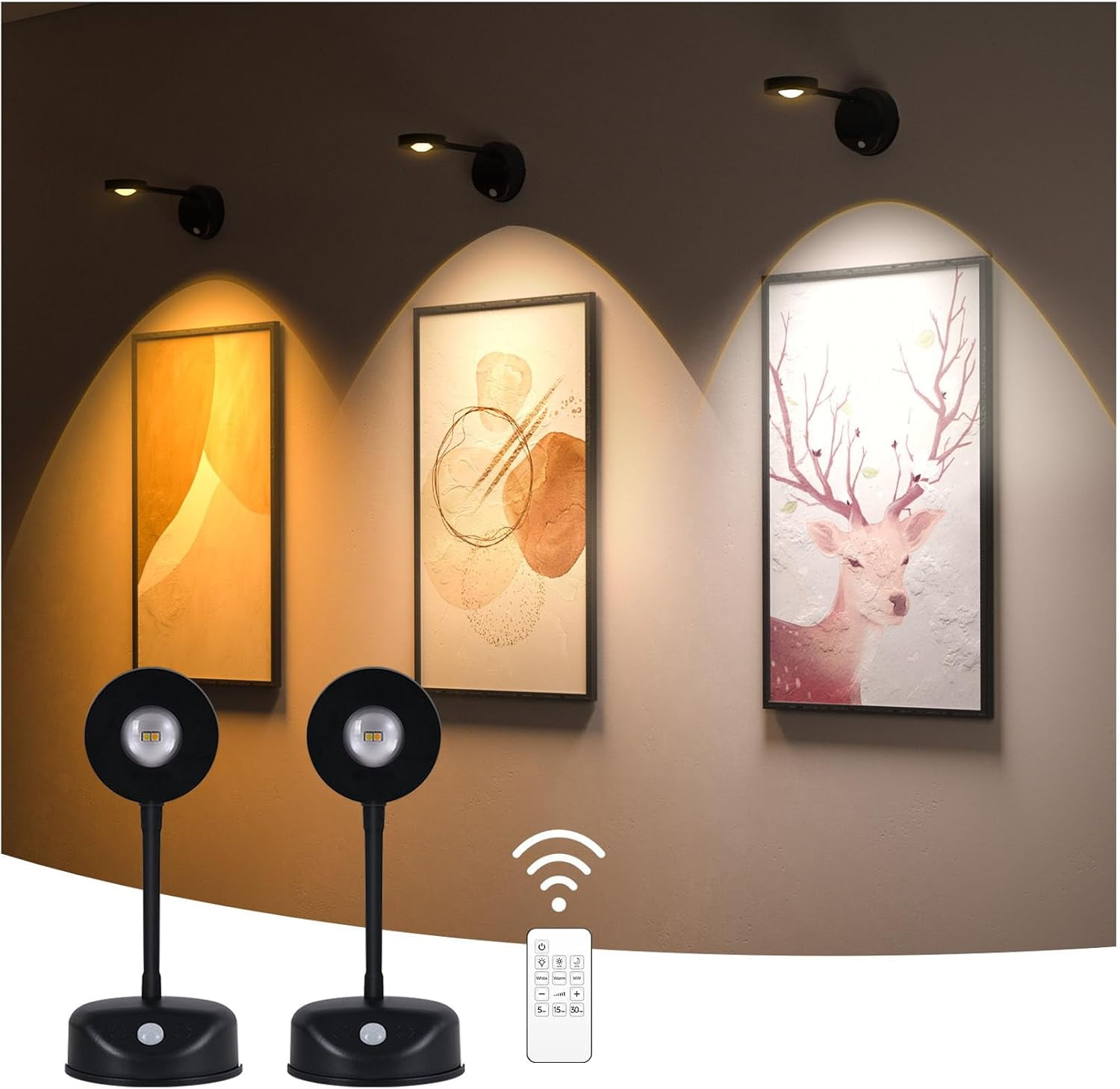 Picture Light Battery Operated, Dimmable Painting Light with 3 Lighting ...