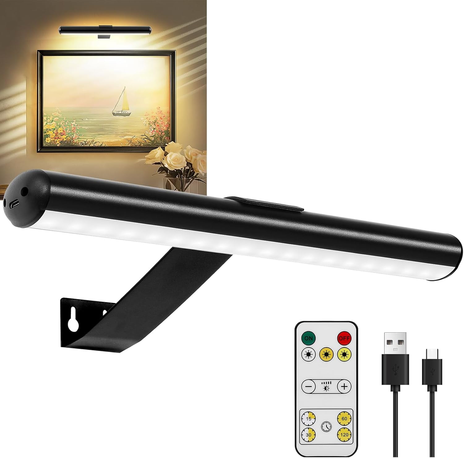 Picture Light ,Brightness Dimmable Timer Setting, Painting Light for ...