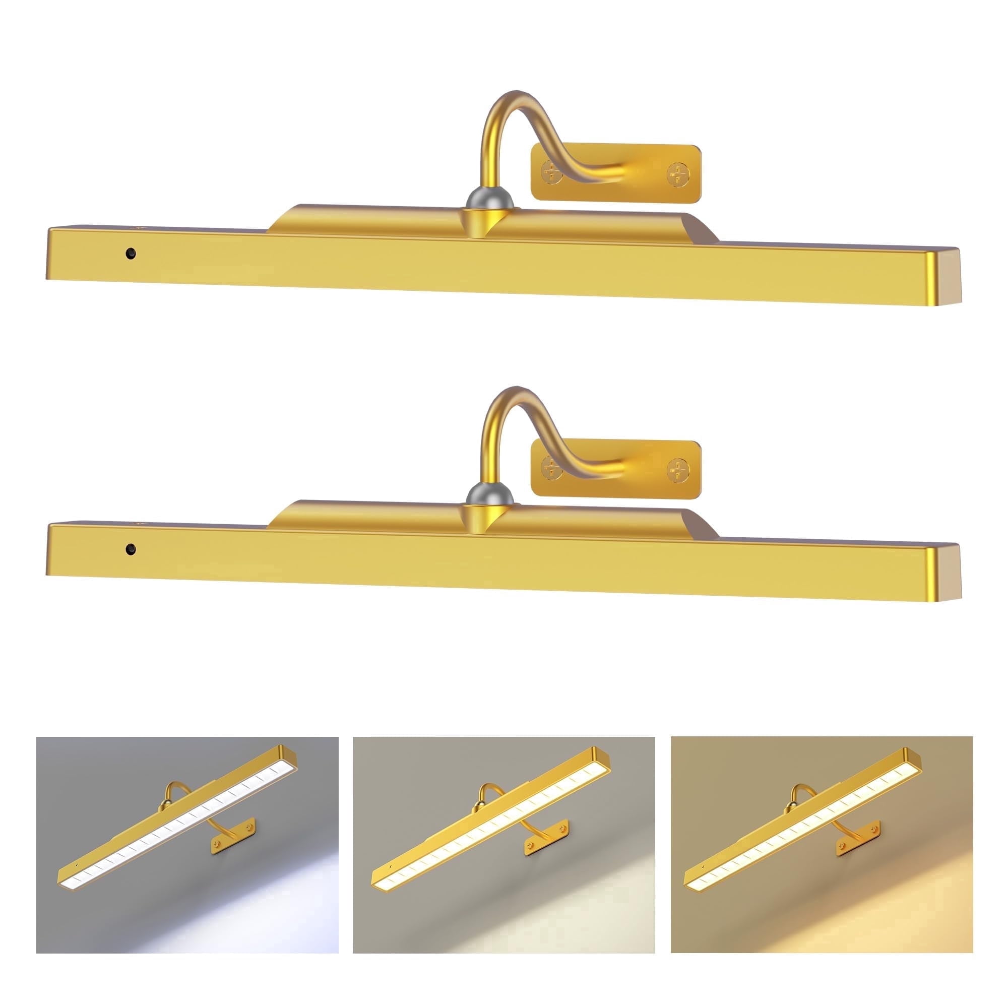 Picture Light Gold 2Pack, 5000mAh Battery Opertated Cordless Picture ...