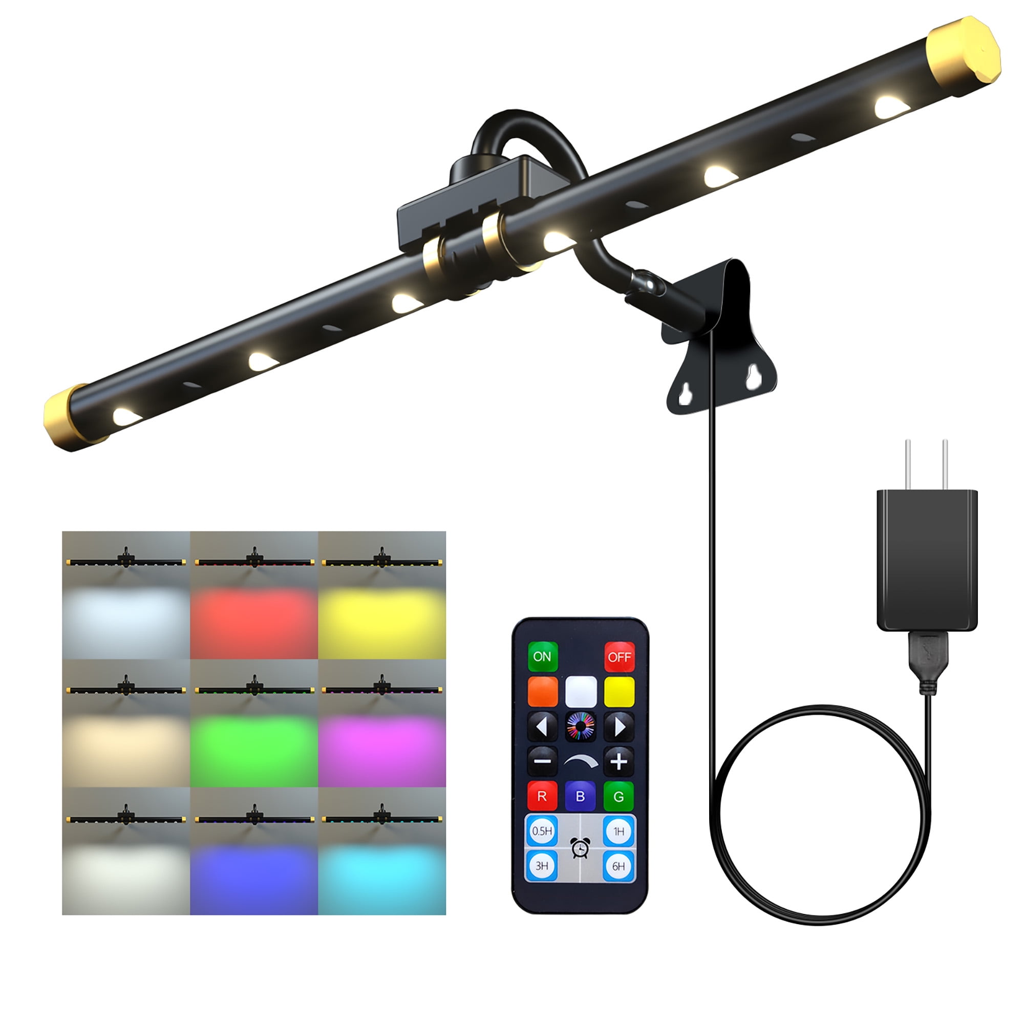 LED Picture Light with Remote, Detachable and Rotatable, RGB Dimmable ...
