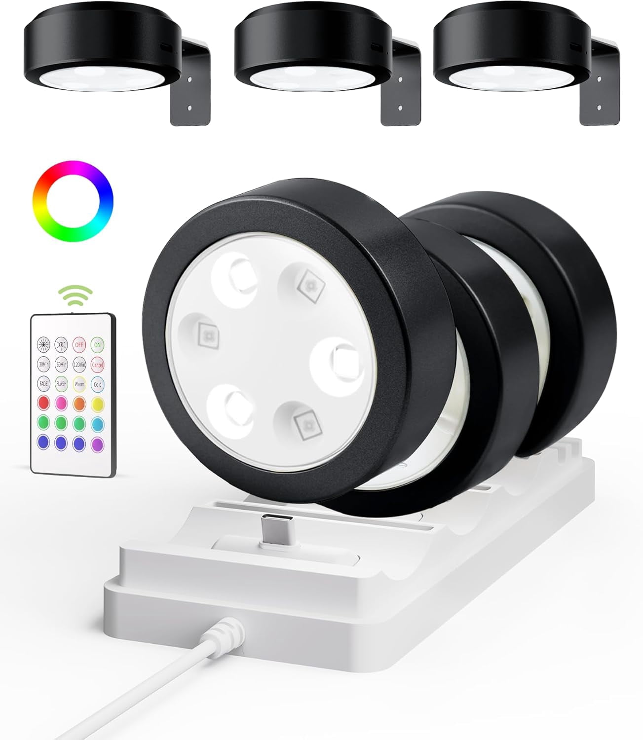 Picture Lights for Wall, 2000mAh Rechargeable Battery Magnetic Poster ...