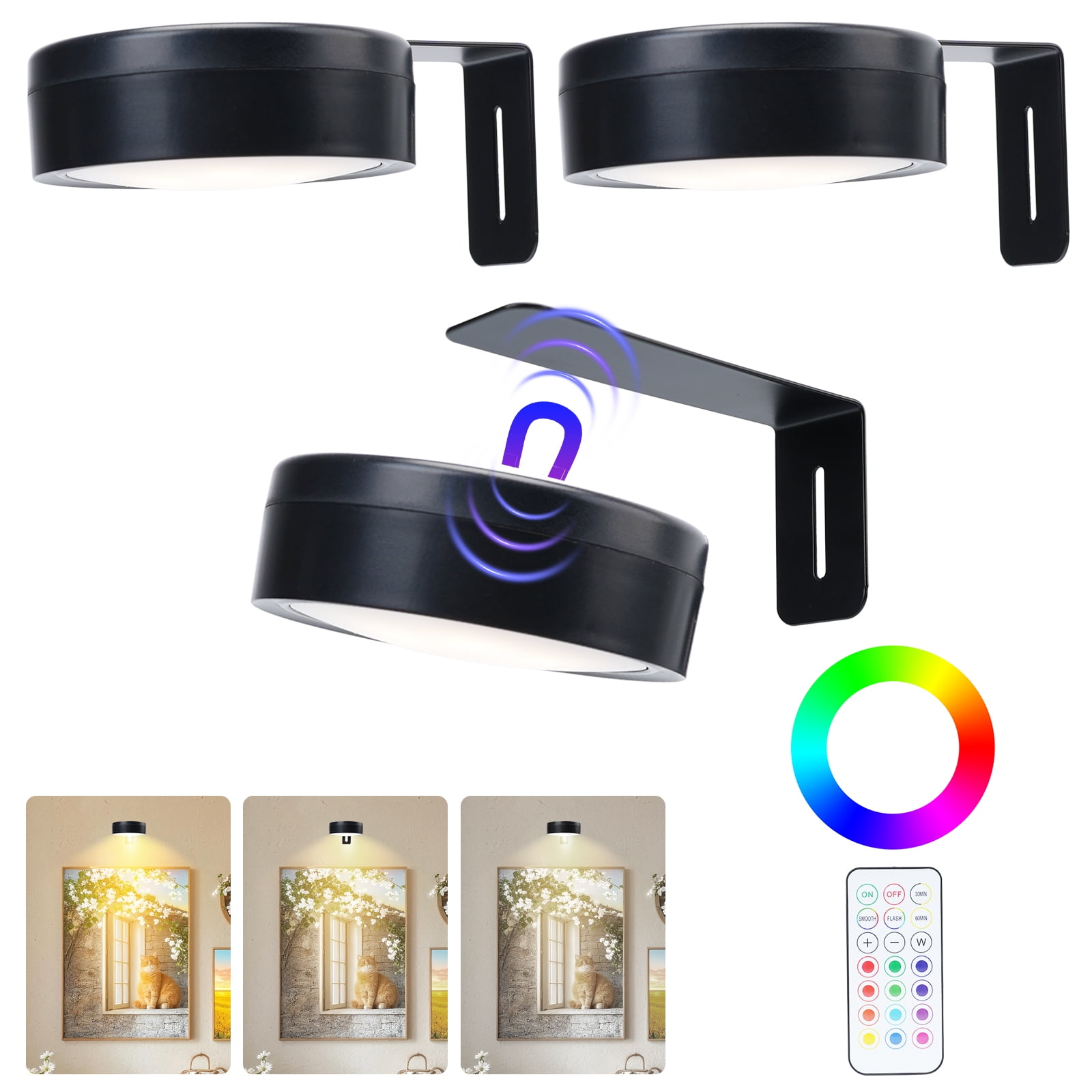 3-Pack Picture Lights for Wall, Battery Operated LED Poster Sconce 13 ...