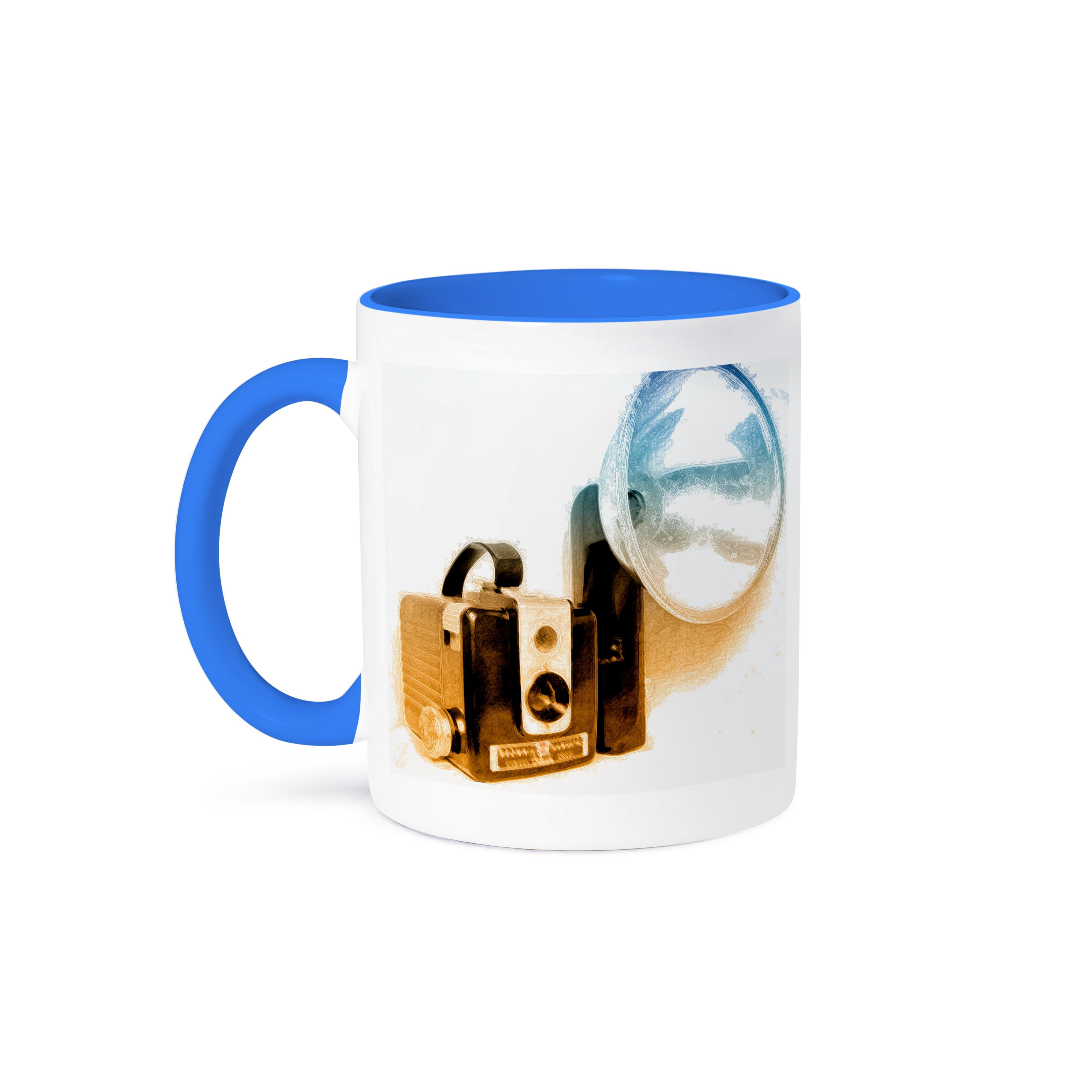 Picture Of A Vintage 1950S Camera With Bulb Flash, 11oz Two-Tone Blue ...