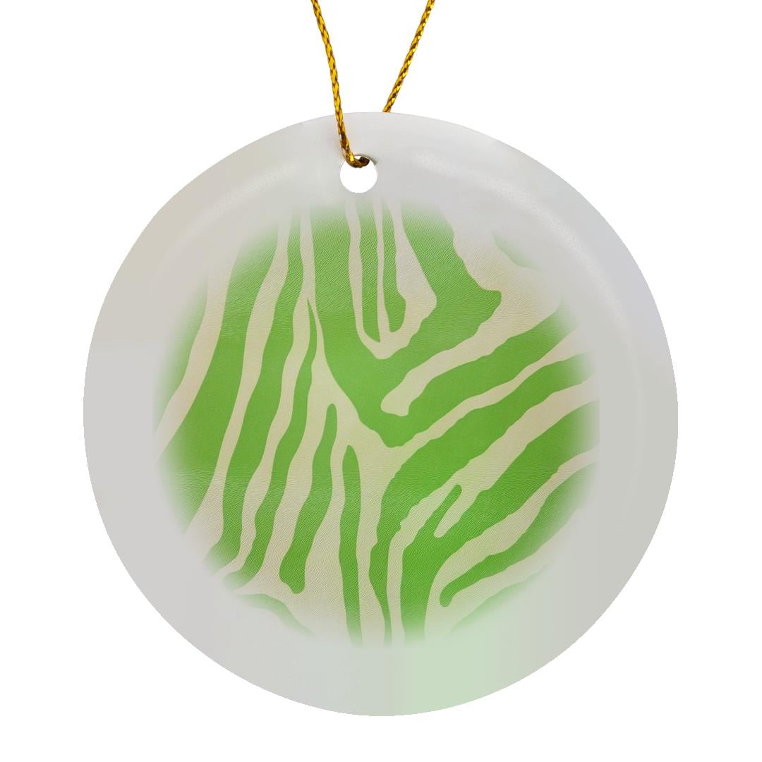 Picture Of Key Lime Green Textured Zebra Stripes, Circle Porcelain ...