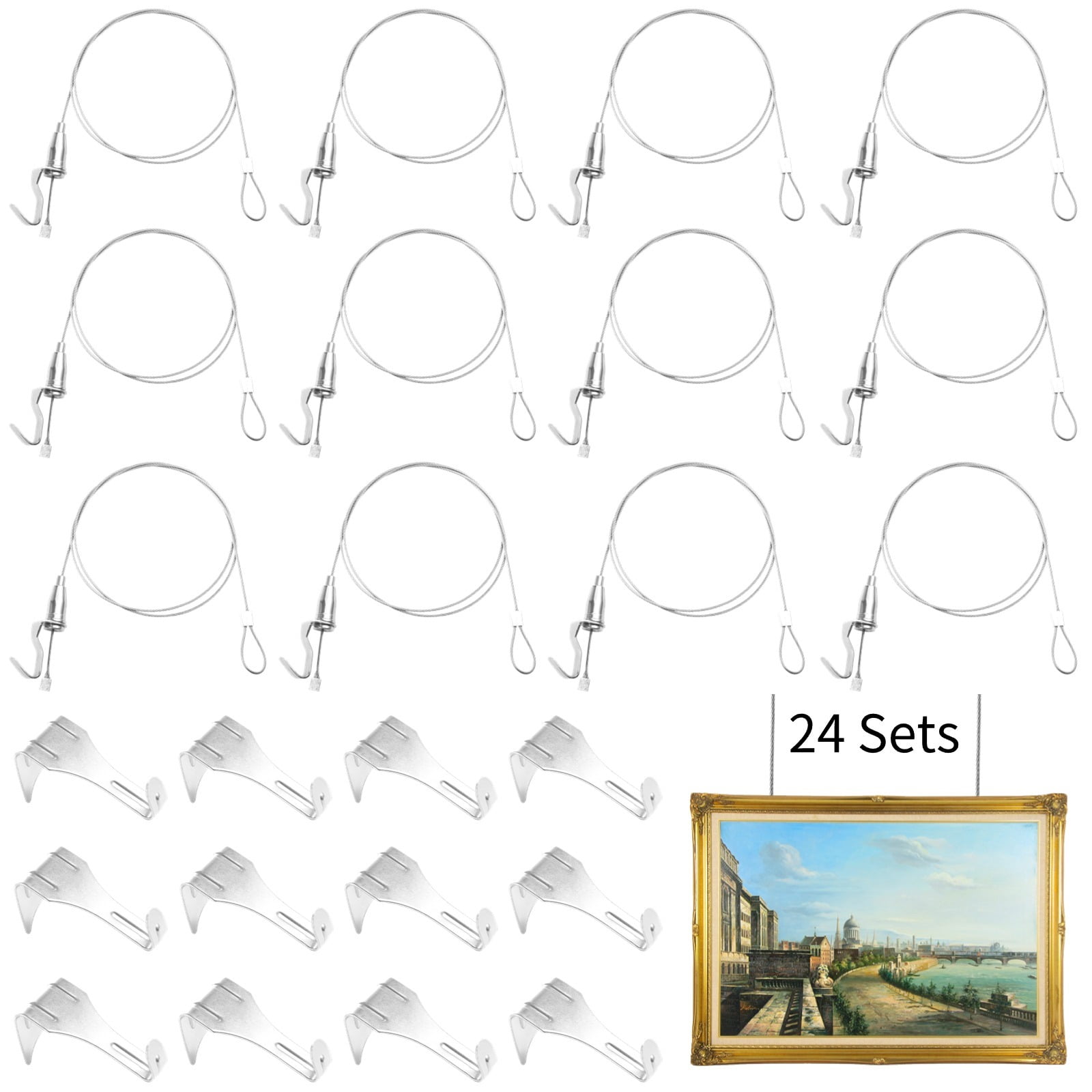 Picture Rail Hanging System, 24 Pcs Photo Frame Display Cables 79 ...