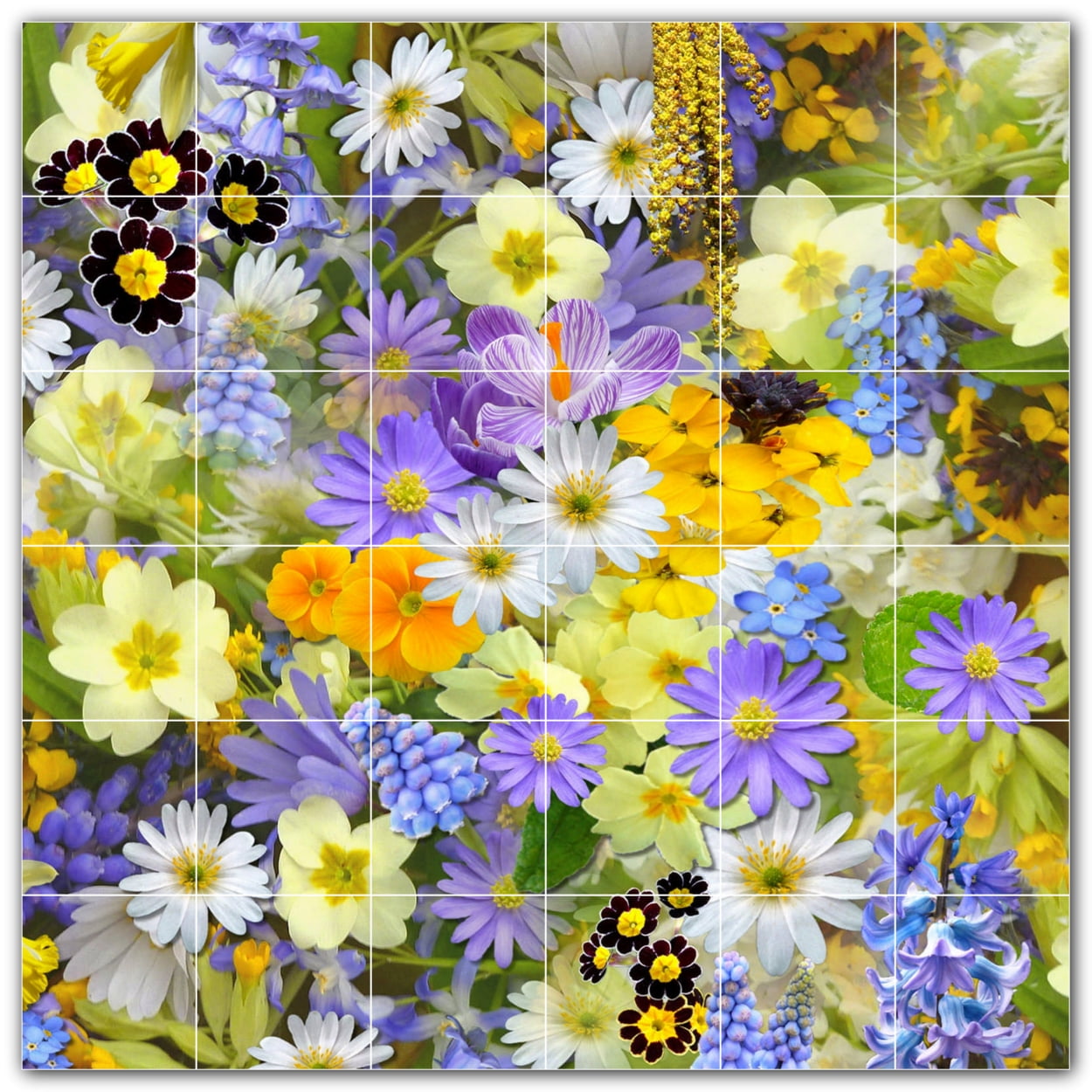 Picture-Tiles.com: Flowers Ceramic Tile Wall Mural WAL500651-66XL. 72"W ...