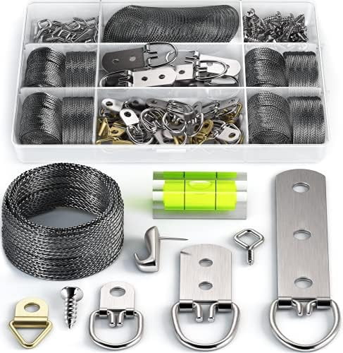 Picture Wire Hanging Kit 100+ Pieces - D-Ring, Screws, Hanging Hooks ...