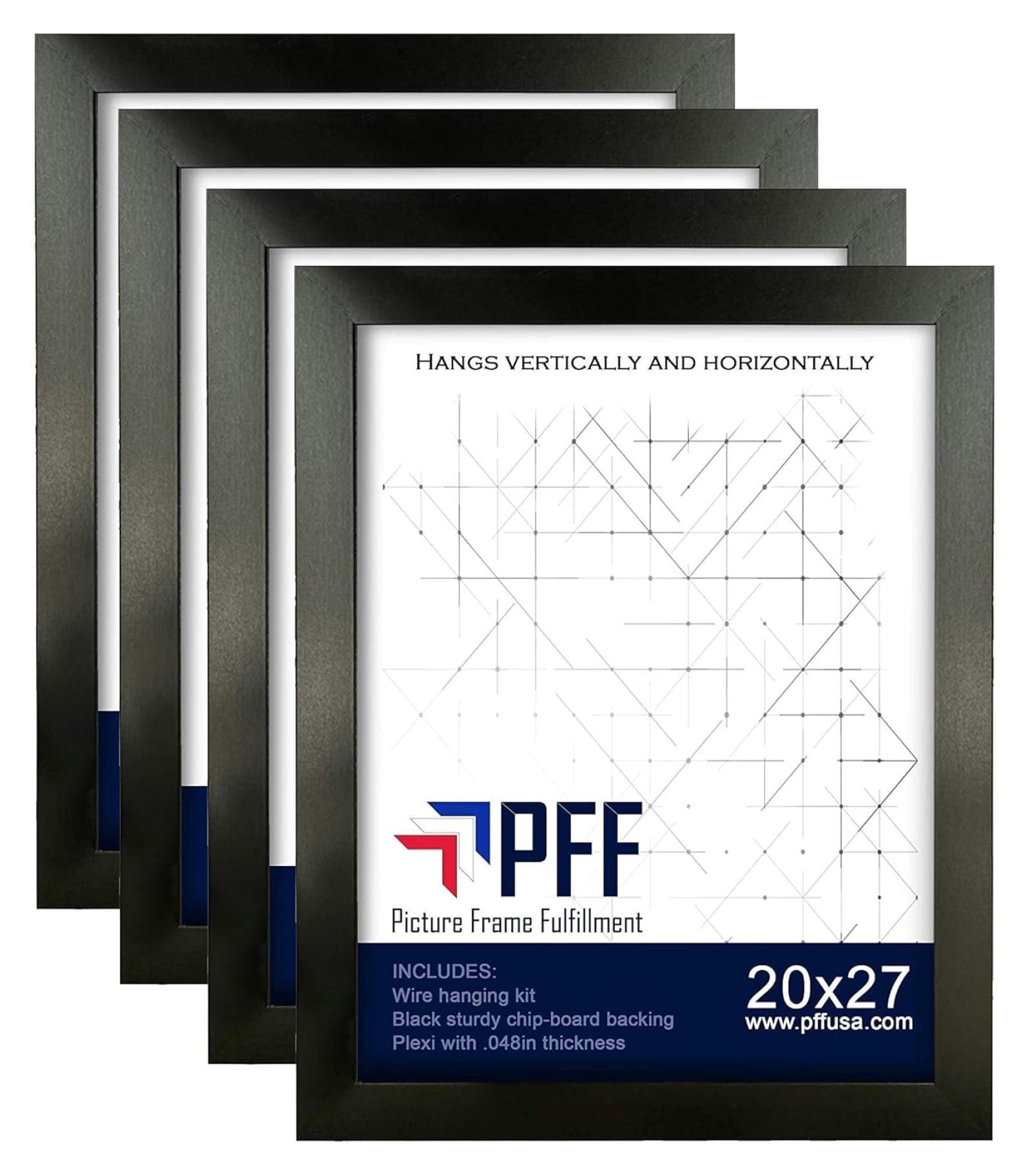 PictureFrameFactory 20x27 Picture Frame | 1.25" Black MDF | Plexi Glass ...