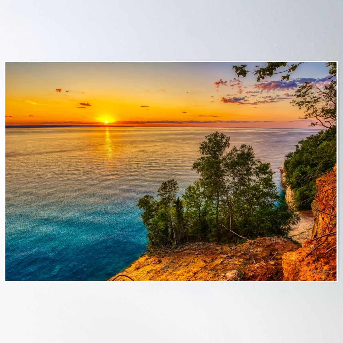 Pictured Rocks Sunset Poster Wall Art, Modern Wall Decor For Living ...