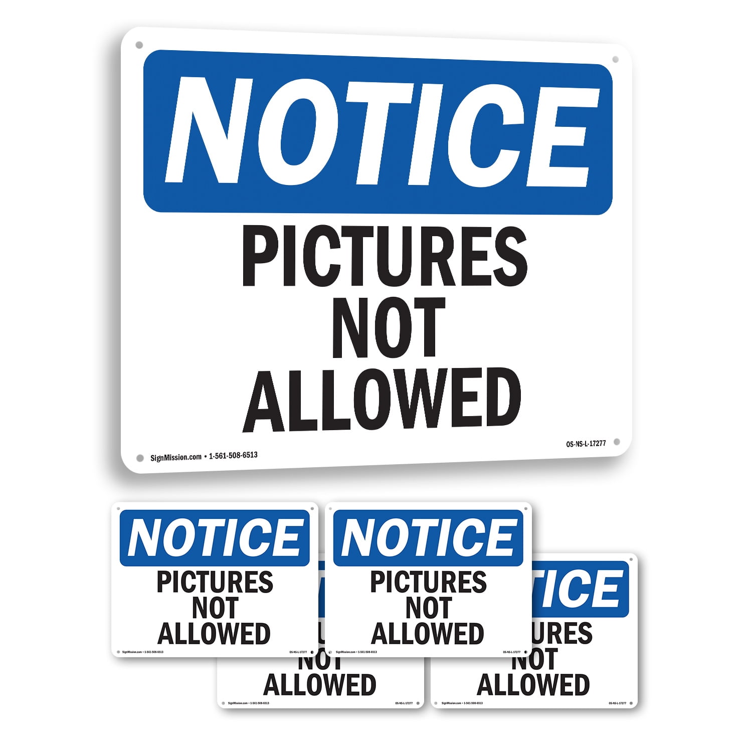 Pictures Not Allowed OSHA Notice Rigid Plastic Sign 24 Inch x 18 Inch ...