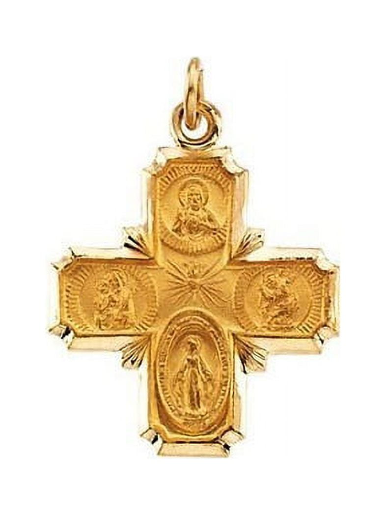 PicturesOnGold.com 14k Gold Four Way Religious Medal - Solid 14k Yellow ...
