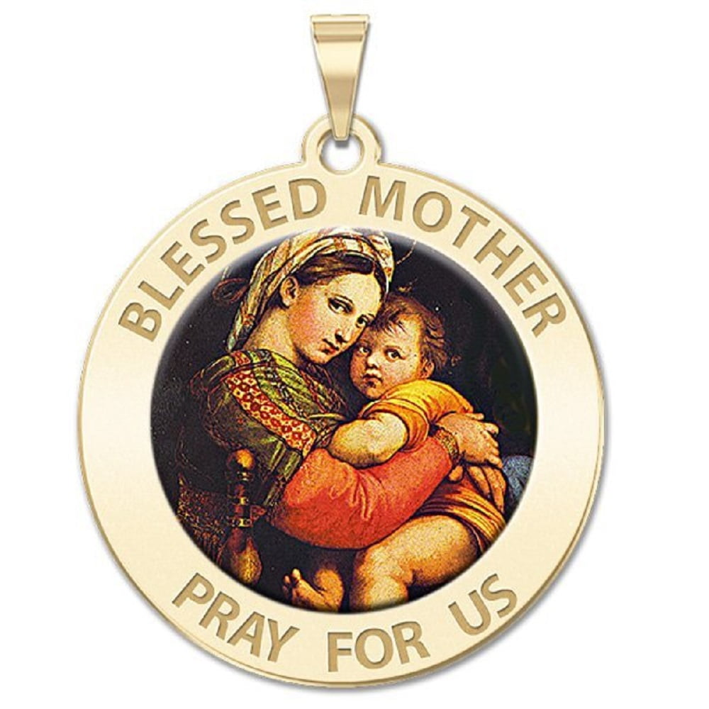 PicturesOnGold.com Blessed Mother Virgin Mary Round Religious Medal ...