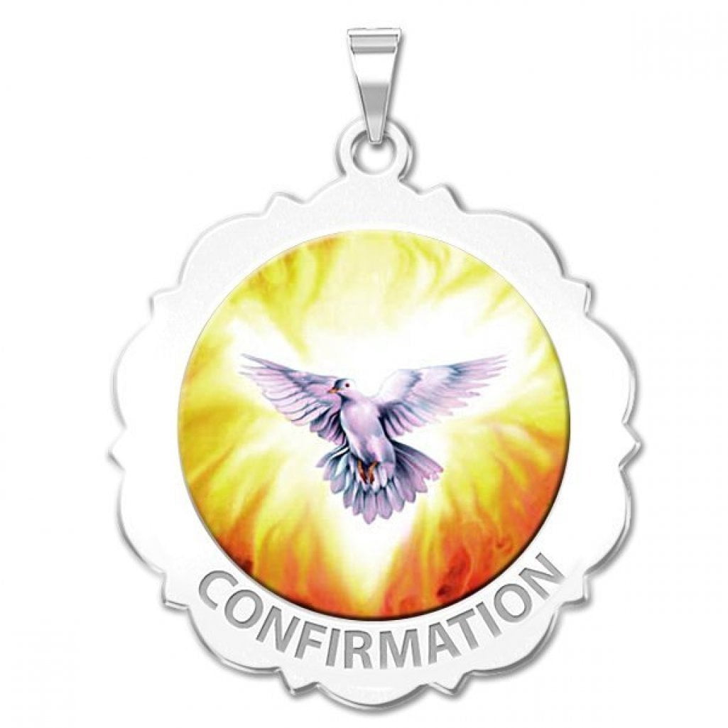 PicturesOnGold.com Confirmation Scalloped Round Religious Medal Female ...