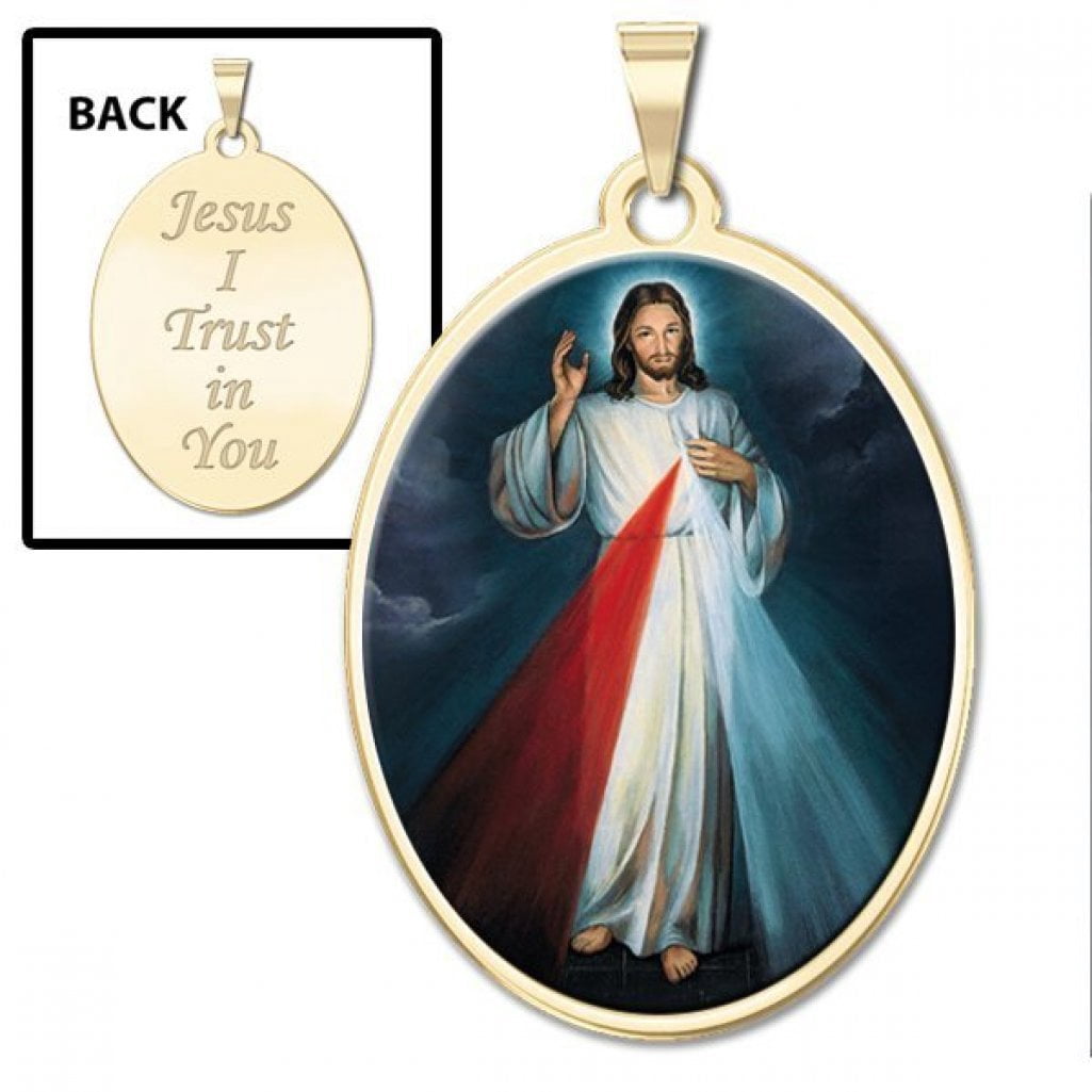 PicturesOnGold.com Divine Mercy Double Sided Oval Religious Medal ...