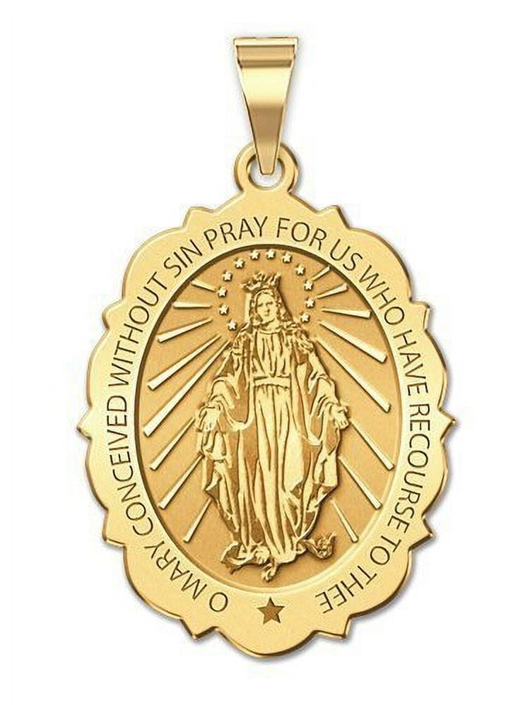 PicturesOnGold.com Miraculous Medal Scalloped Oval Female Adult- 1/2 x ...