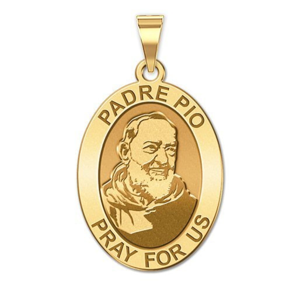 PicturesOnGold.com Padre Pio 14K Yellow Gold Oval Jewelry, Unisex Adult ...