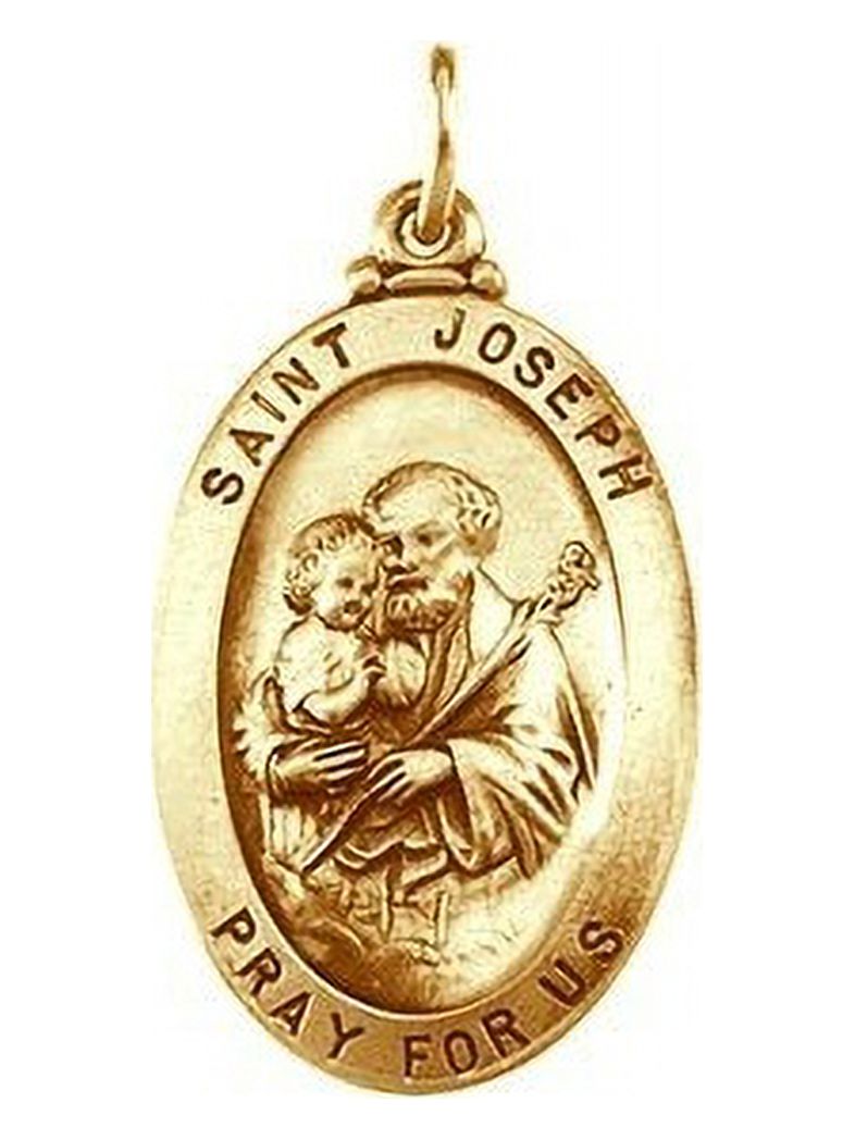 PicturesOnGold.com 14K Yellow Gold Saint Joseph Oval Religious Medal ...
