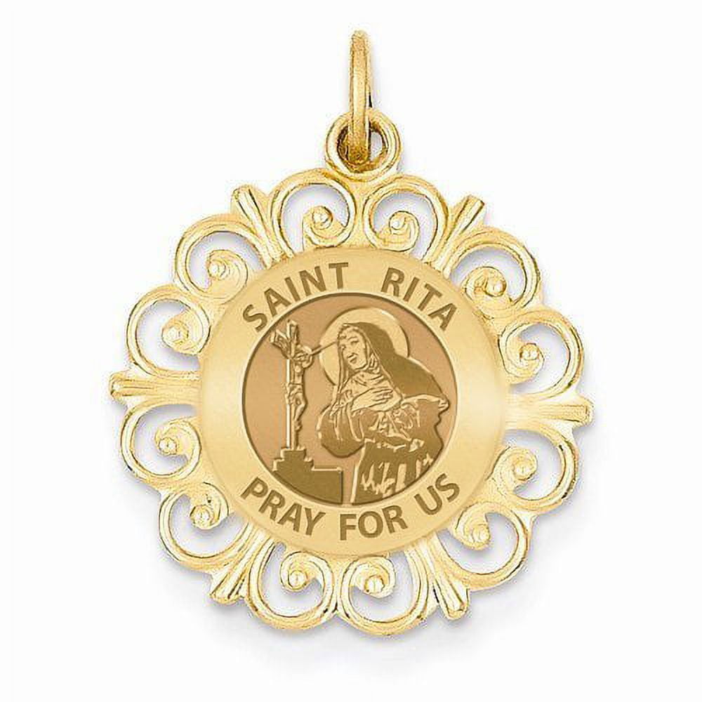 PicturesOnGold.com Saint Rita Round Filigree Religious Medal - 3/4 in ...