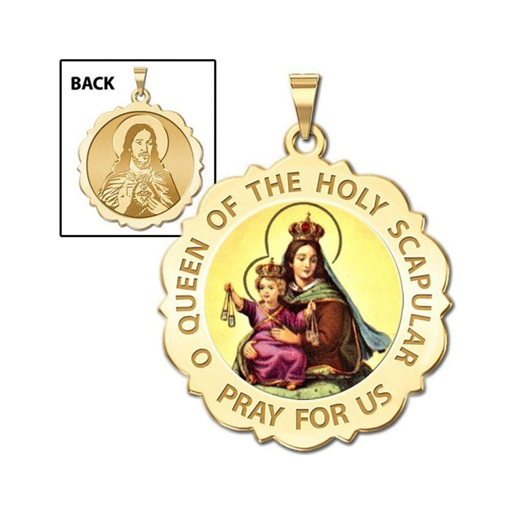 PicturesOnGold.com Scapular Scalloped Round Religious Medal Color - 3/4 ...