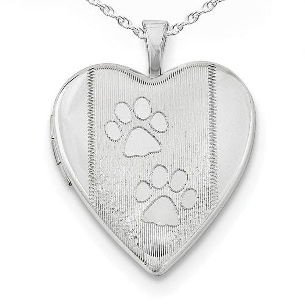 PicturesOnGold.com Sterling Silver Two Paw Prints Heart Photo Locket ...