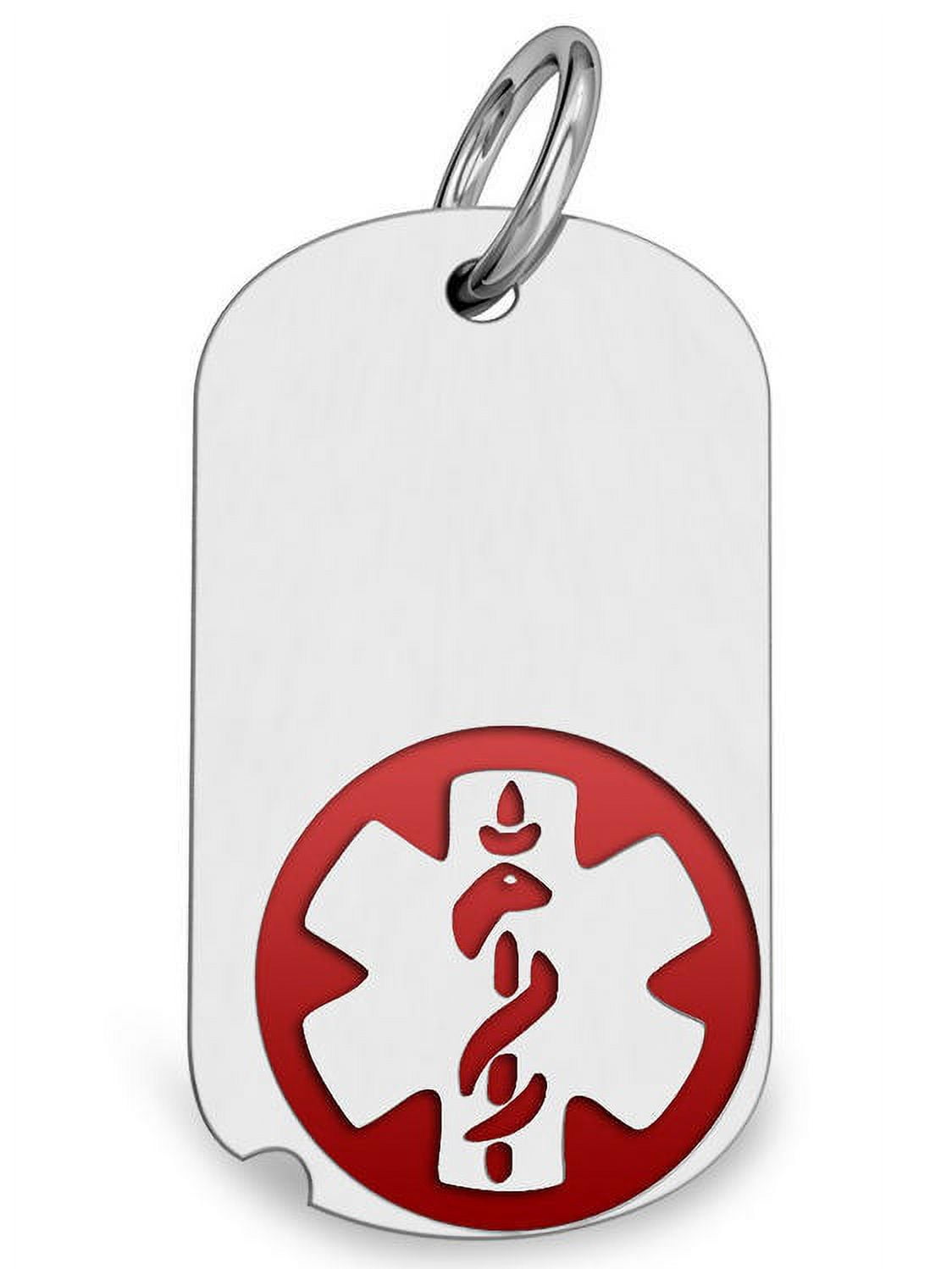 Picturesongold.Com 14K White Gold Dog Tag Medical Pendant W/ Red Enamel ...