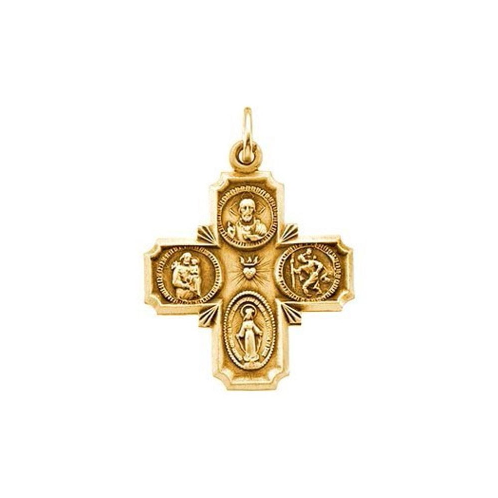 Picturesongold.Com 14K Yellow Gold Four Way Religious Medal [H] - About ...