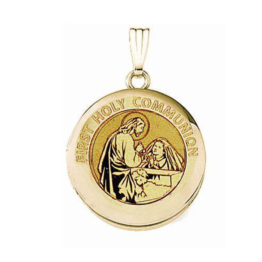 Picturesongold.Com 14k Yellow Gold Round "Holy Communion" Girl Locket ...