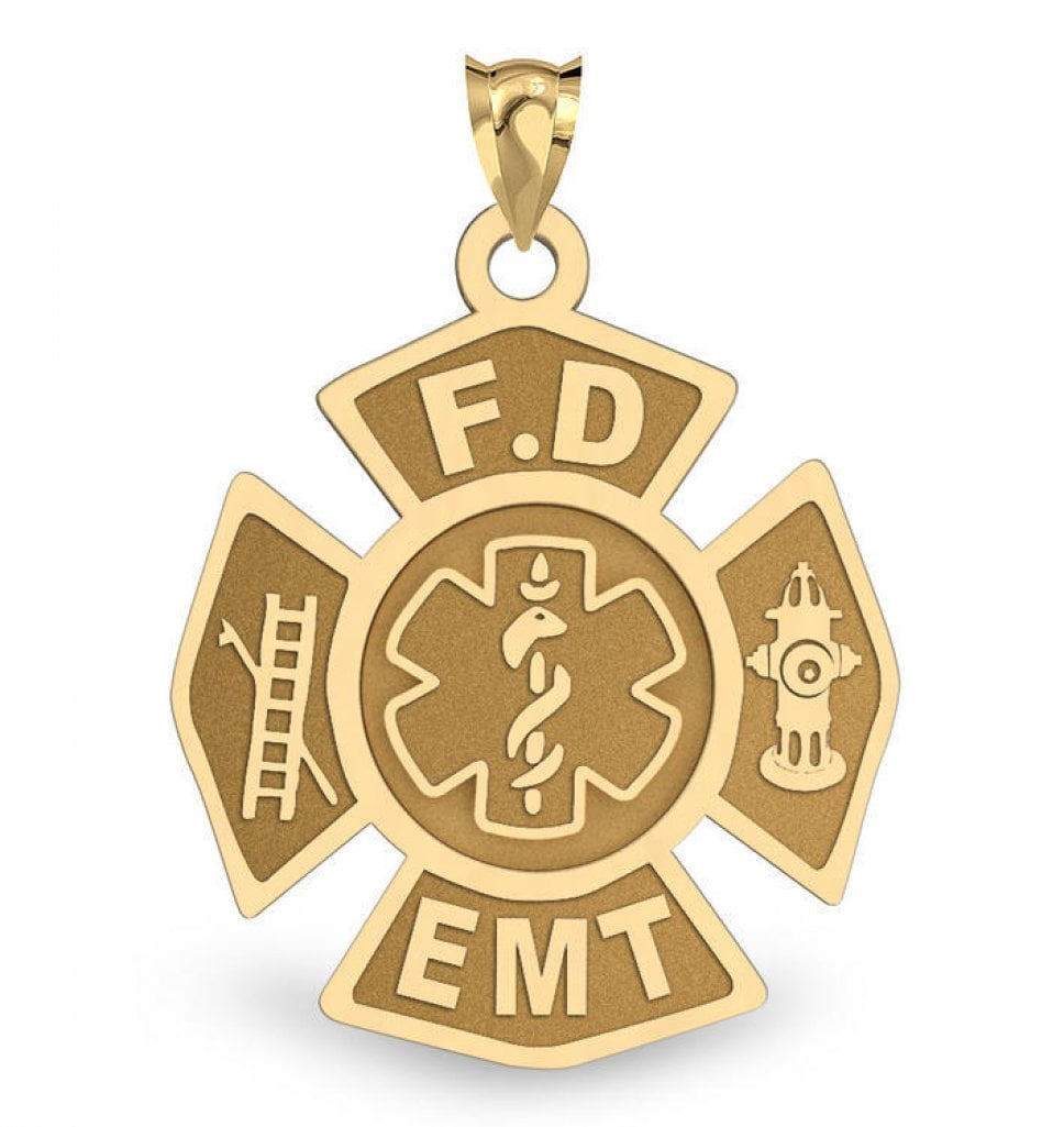 Picturesongold.Com Firefighter EMT Badge Female Adult- 1-1/4inch x 1-1/ ...